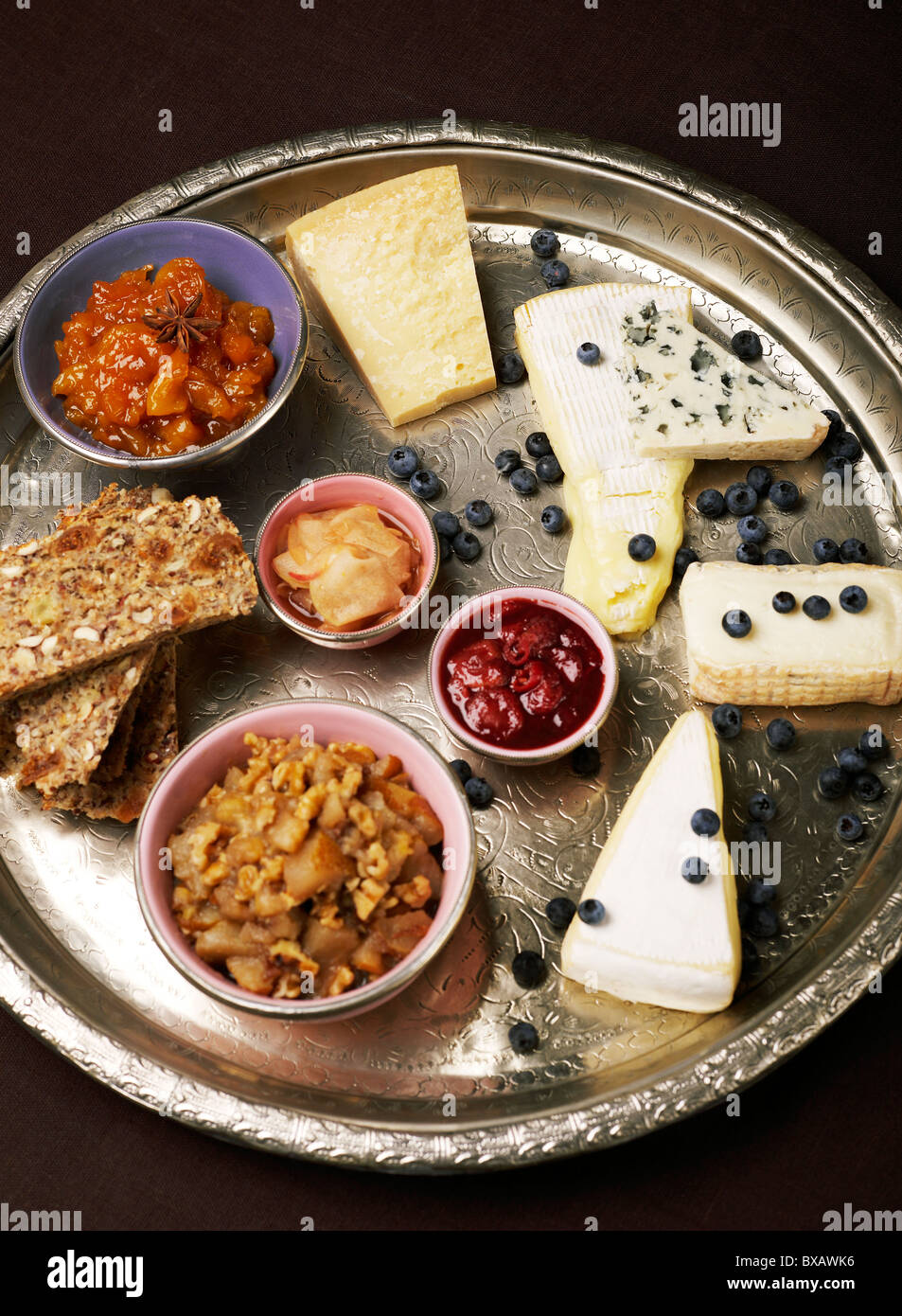 Plate of cheese, vegetables and fruits Stock Photo - Alamy