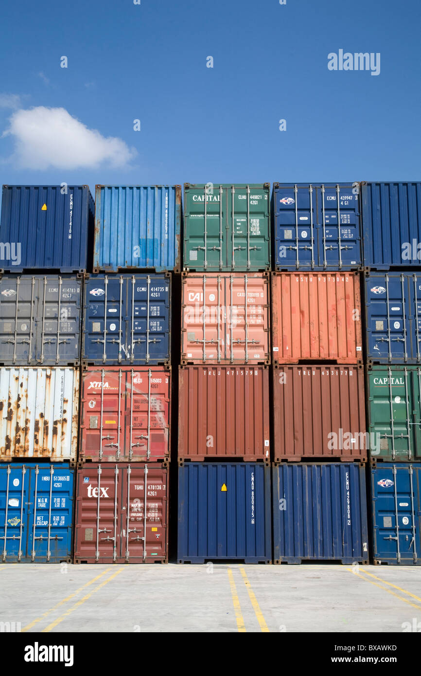 Containers in the port of Duisburg, Germany Stock Photo - Alamy