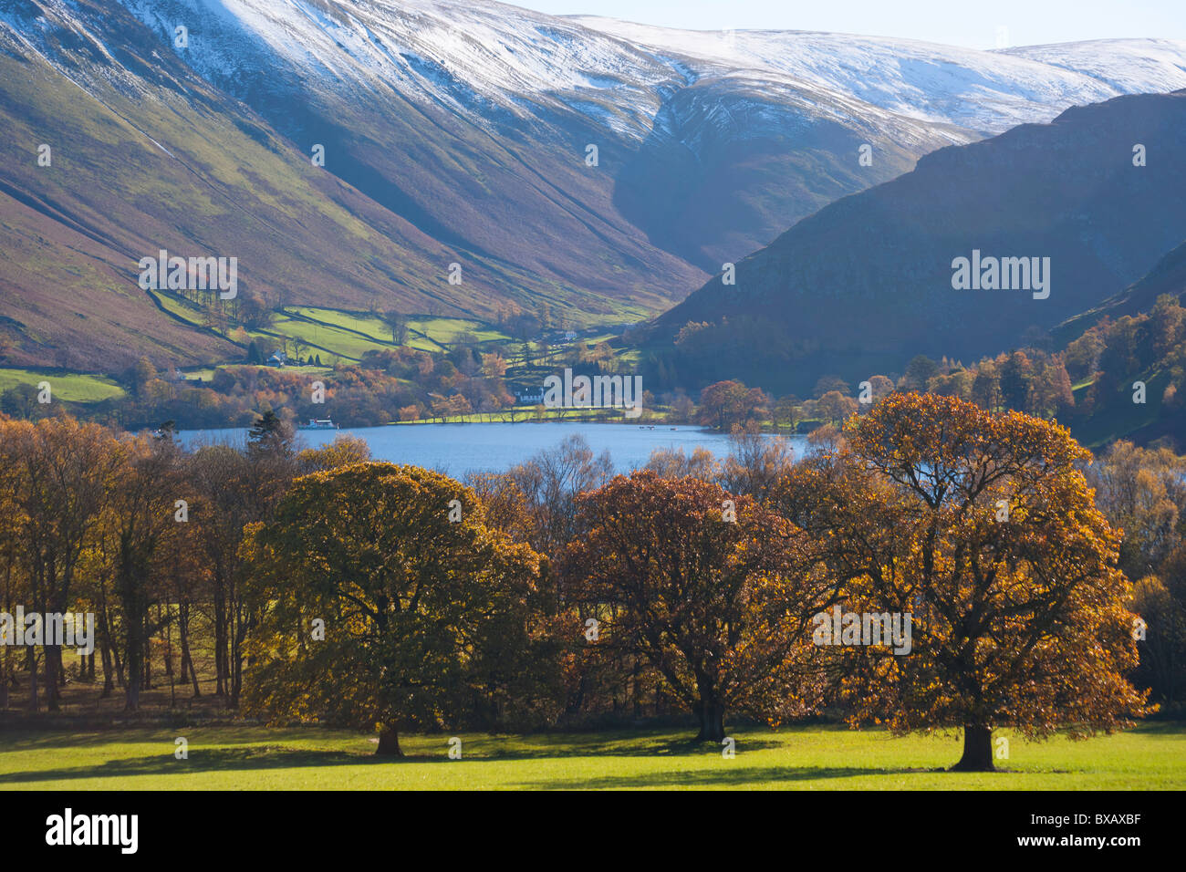 Looking across Ullswater from Watermillock, Lake district, Cumbria ...