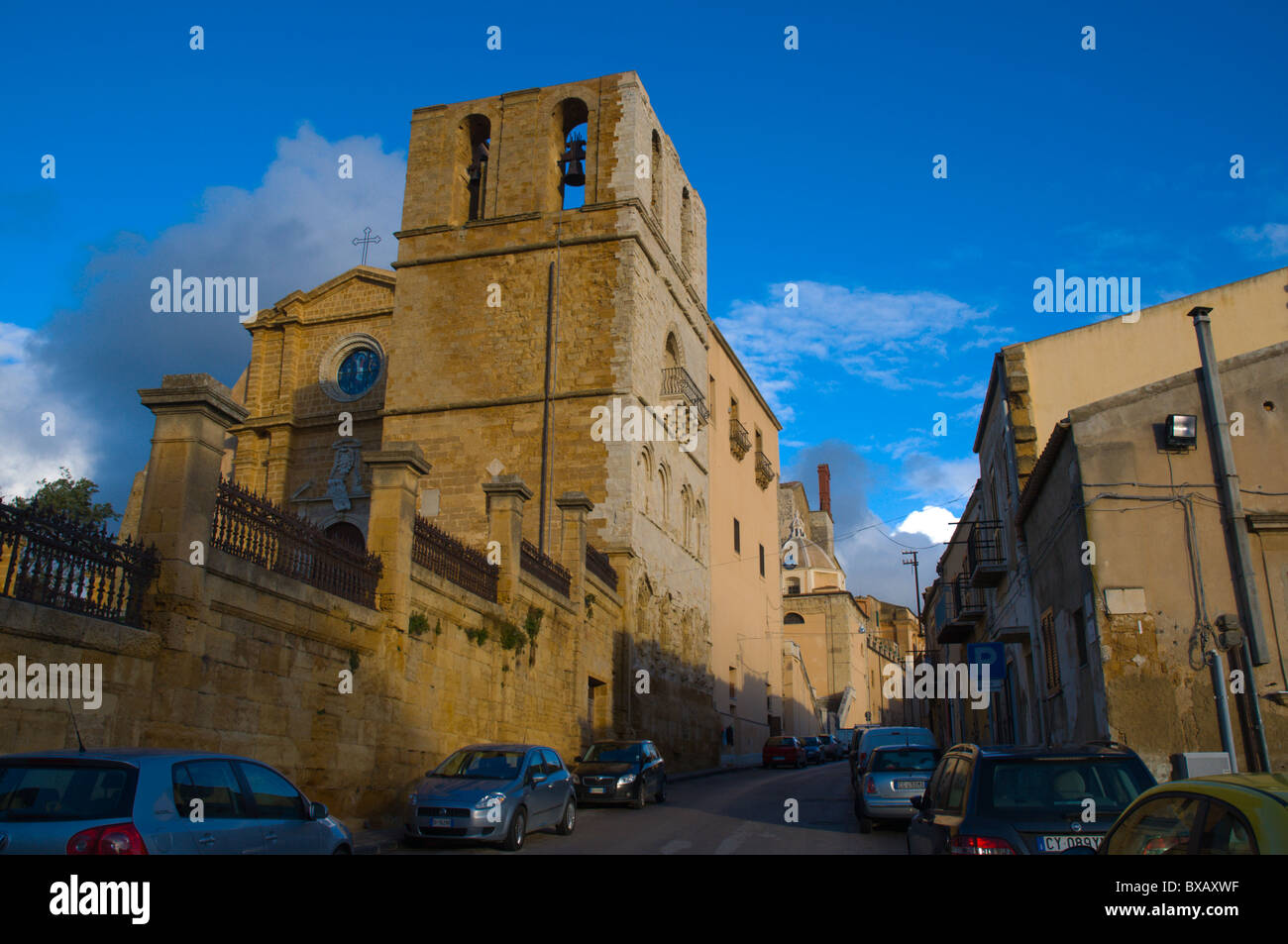 Via Duomo street with Duomo the cathedral on left old town Agrigento ...