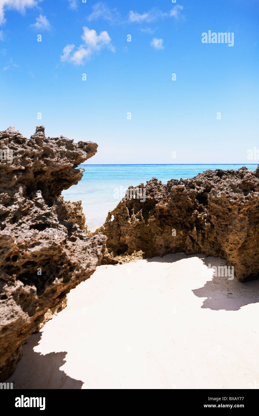 Rock formation on beach Stock Photo - Alamy
