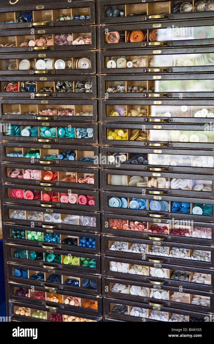 Shelves full of buttons Stock Photo - Alamy