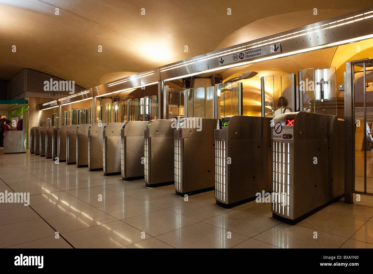 Turnstiles at subway station Stock Photo - Alamy