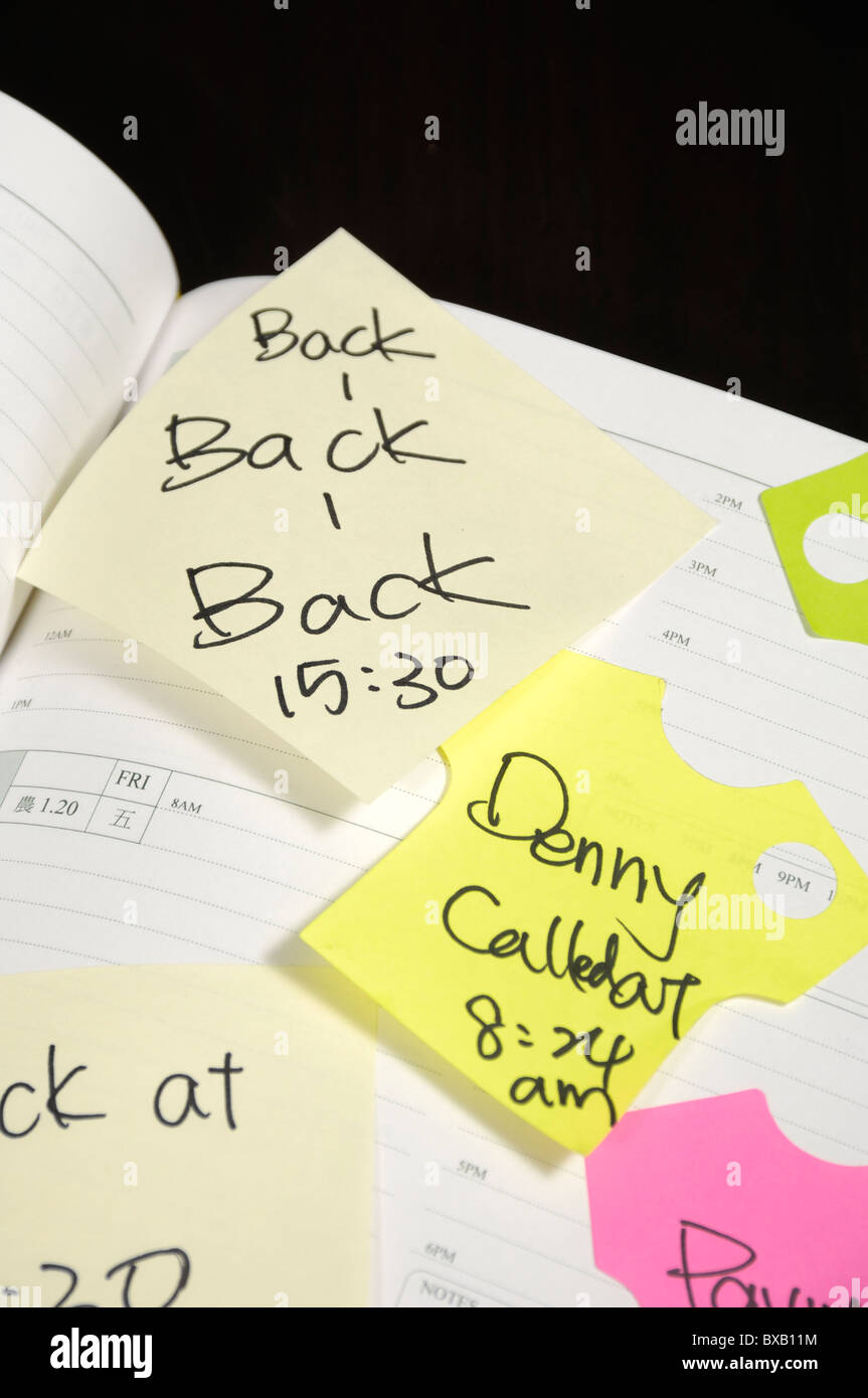 Adhesive notes on diary hi-res stock photography and images - Alamy