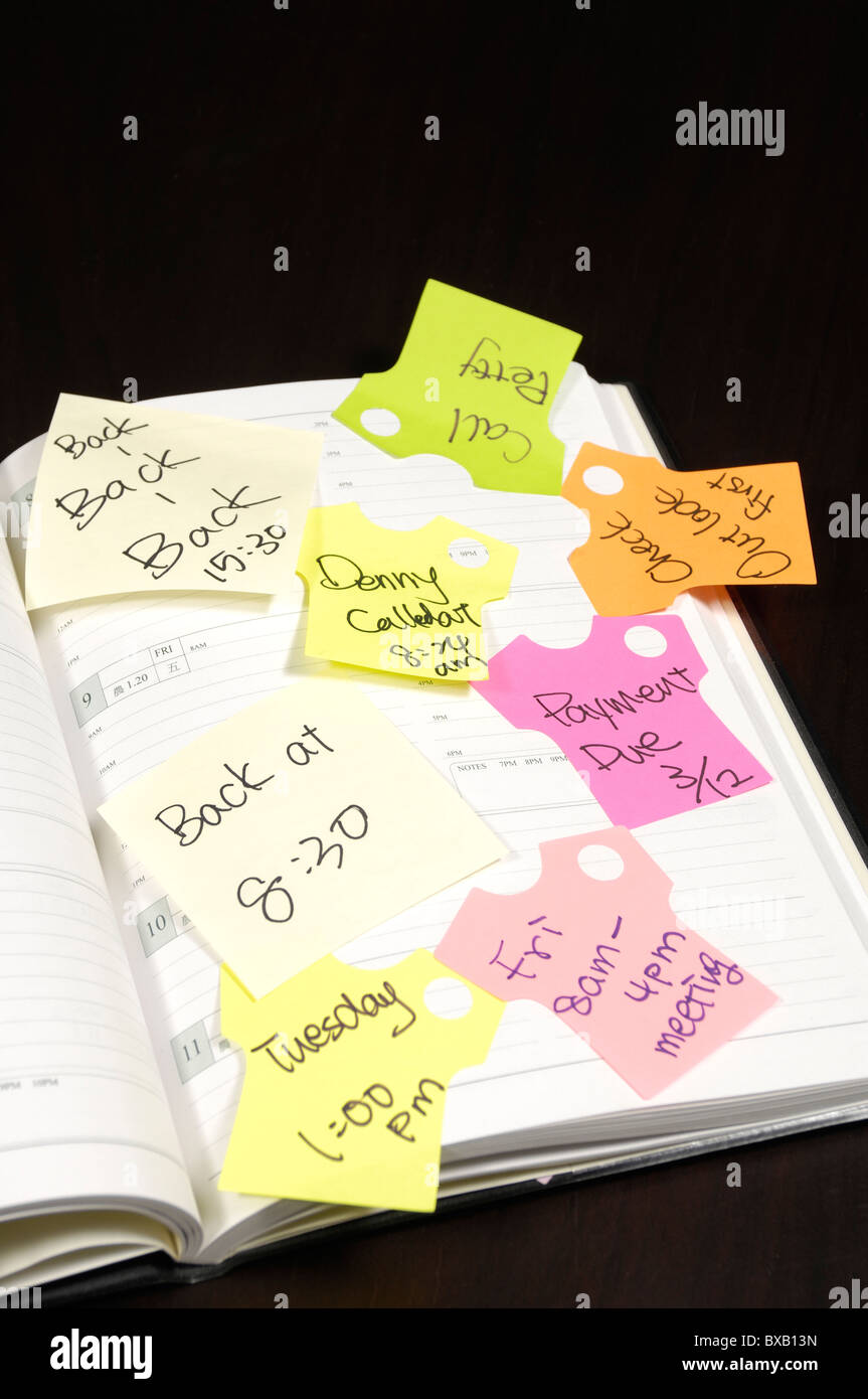 Adhesive notes on diary hi-res stock photography and images - Alamy