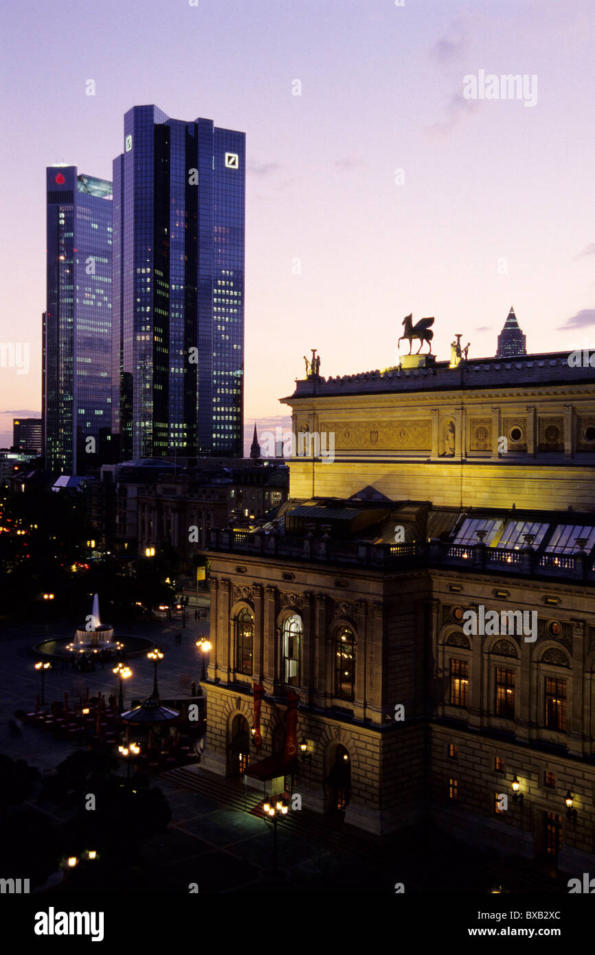 Old Opera, Alter Oper, on Opernplatz Square, Messeturm Tower in the ...
