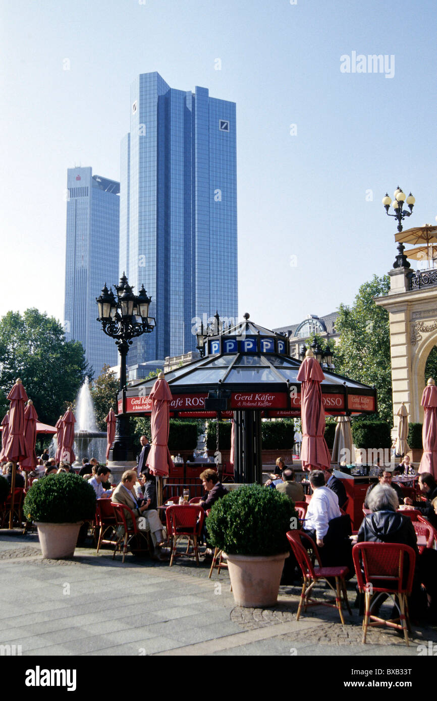 Terrace, Old Opera, Alte Oper, on Opernplatz Square, skyline of the ...