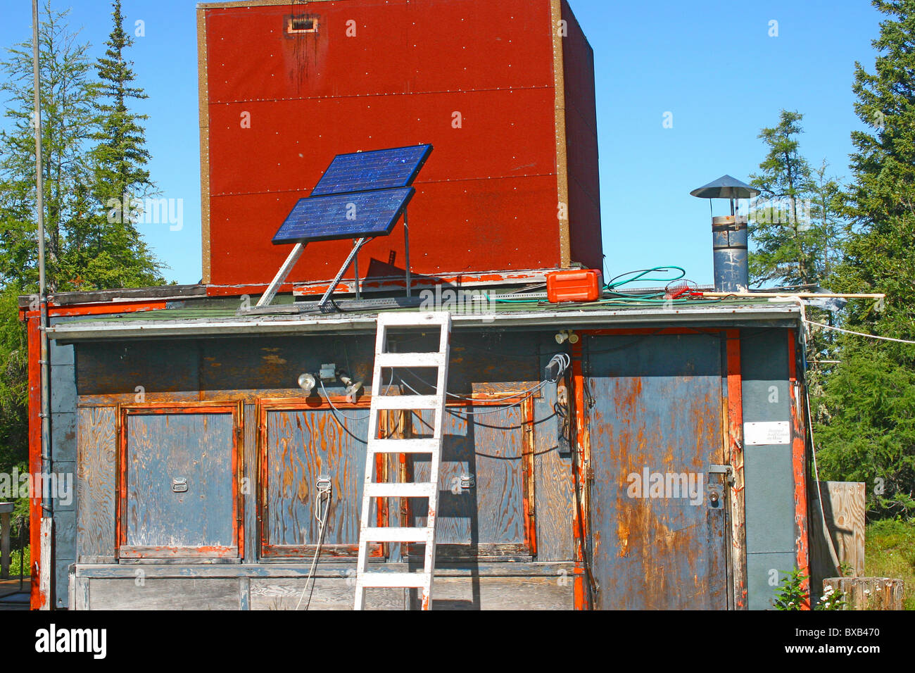 Solar panels on a back country shack Stock Photo - Alamy
