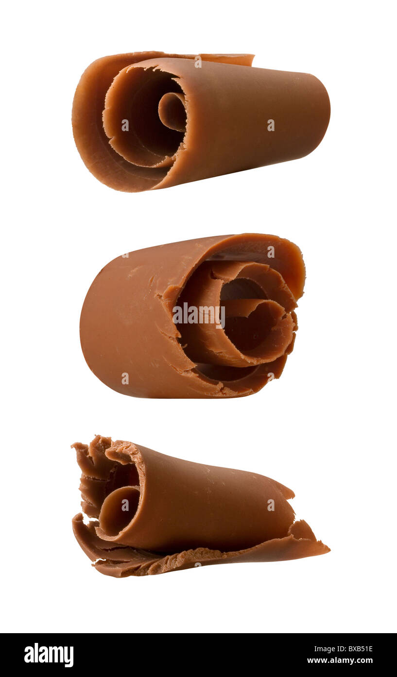 Chocolate Curls isolated on a white background Stock Photo - Alamy