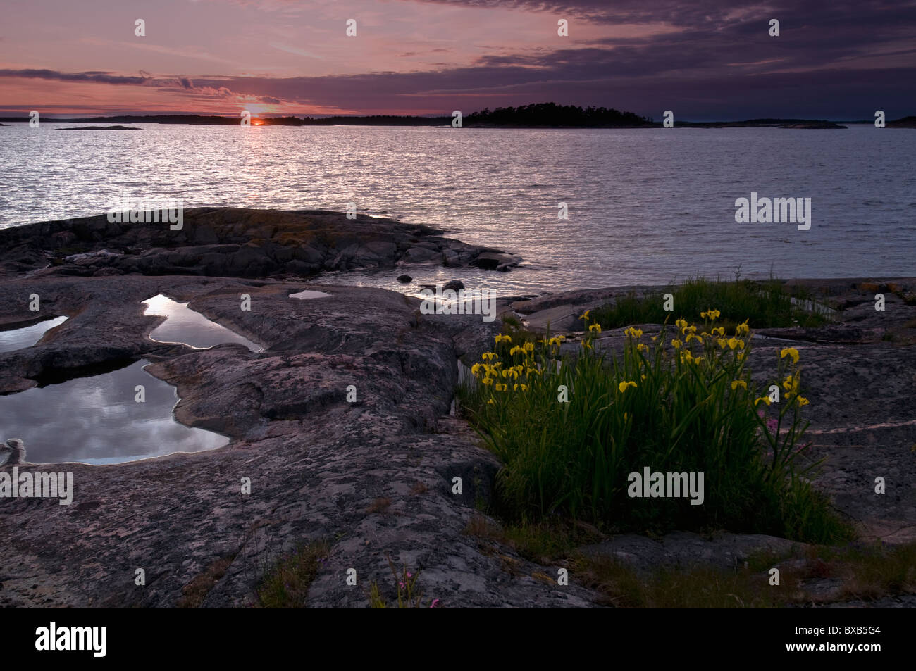 Sunset over water Stock Photo - Alamy