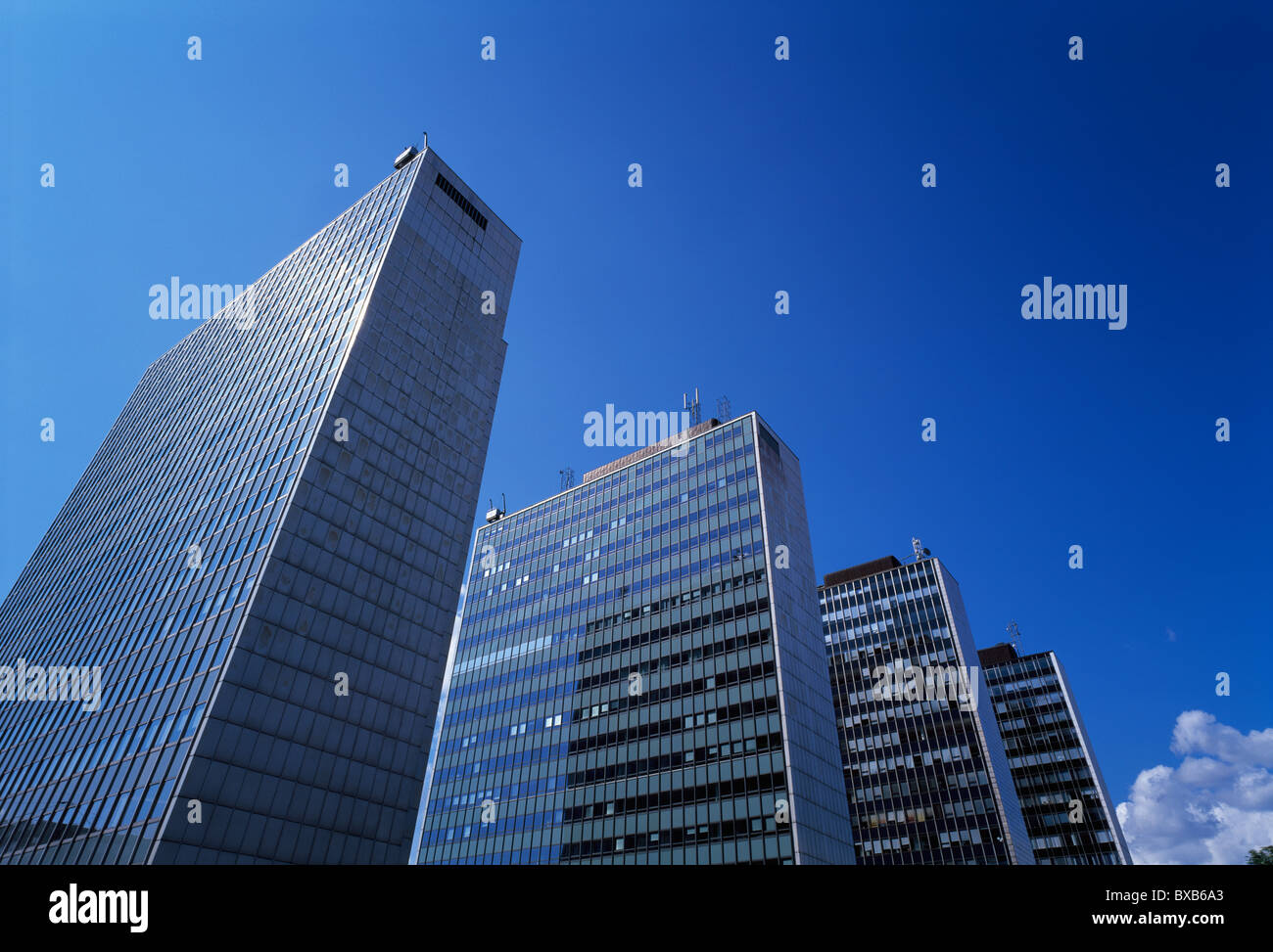 Low angle view of modern skyscrapers Stock Photo - Alamy