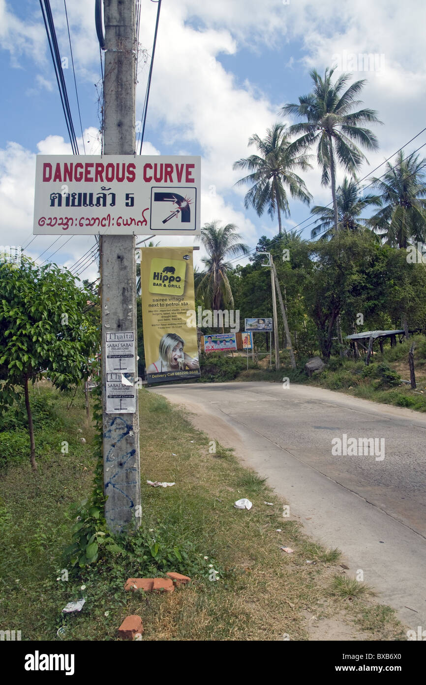sign dangerous curve Stock Photo - Alamy