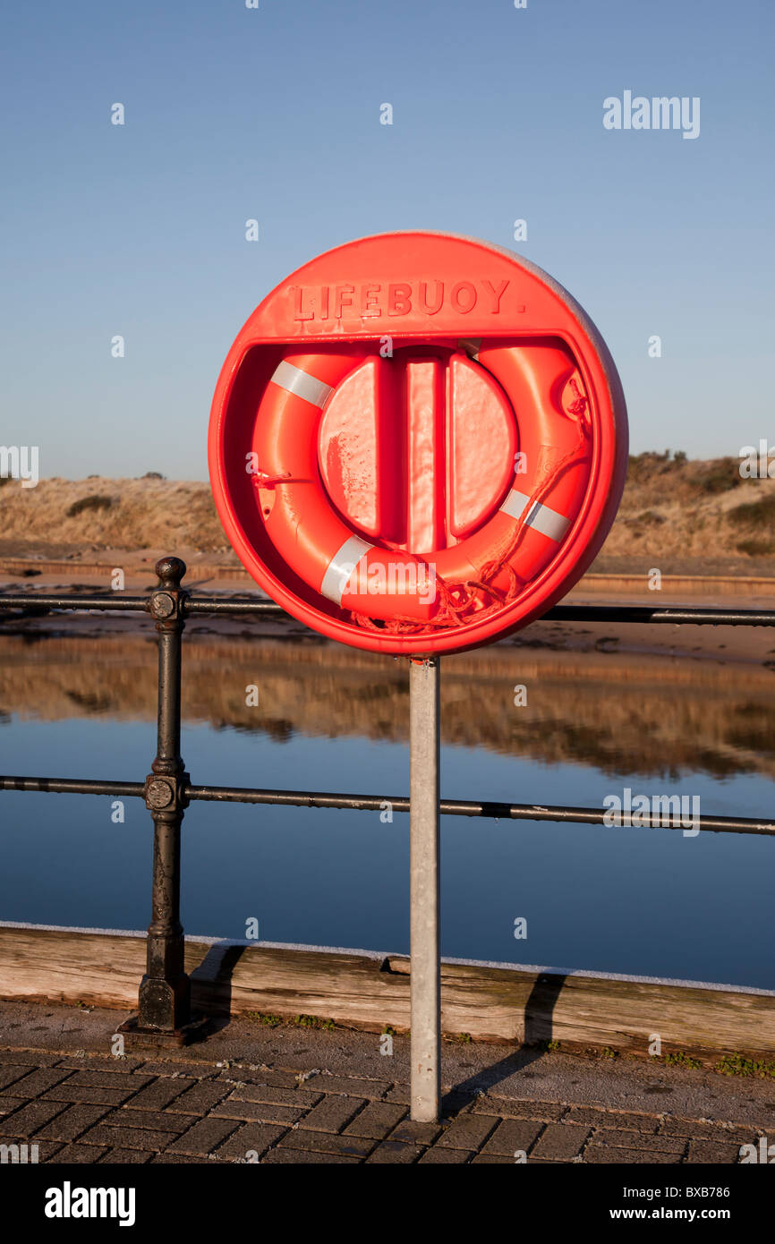 New lifebouy ready for use at Irvine Harbour Stock Photo - Alamy