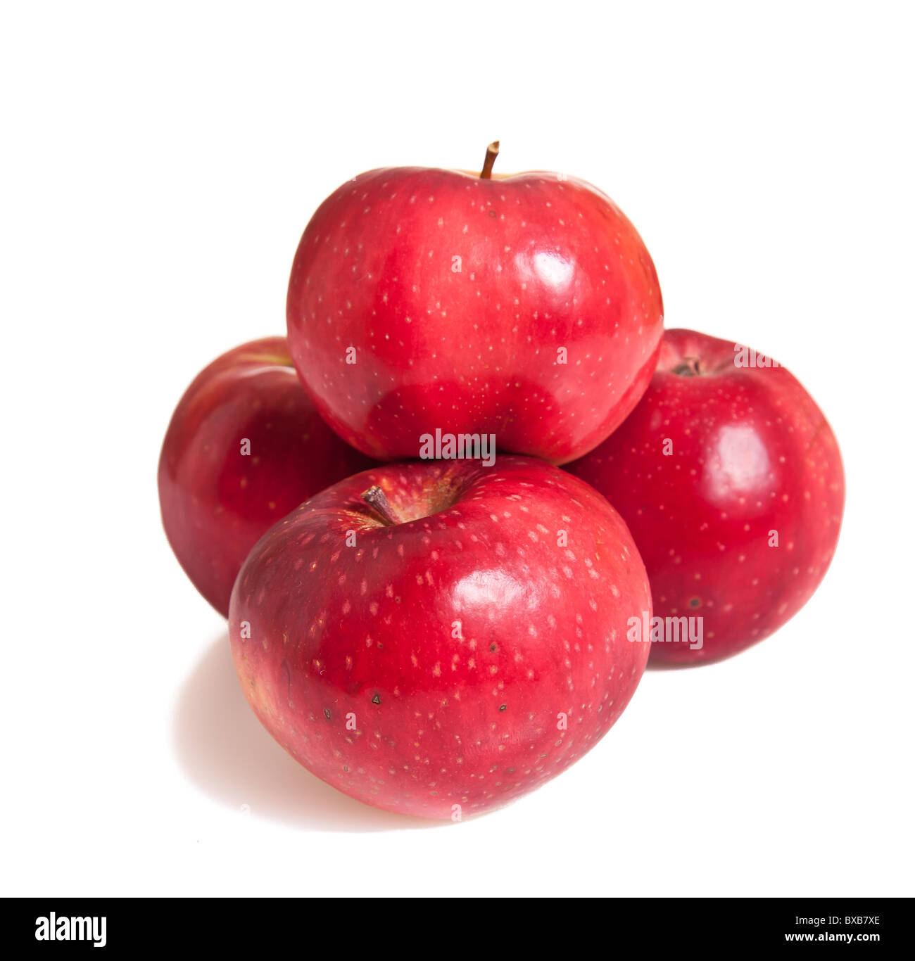 Fresh red juicy natural apples on white isolated background Stock Photo ...
