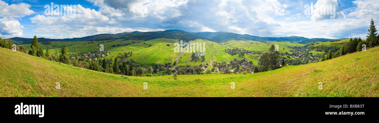 Summer mountain country panorama. Four shots stitch image Stock Photo ...