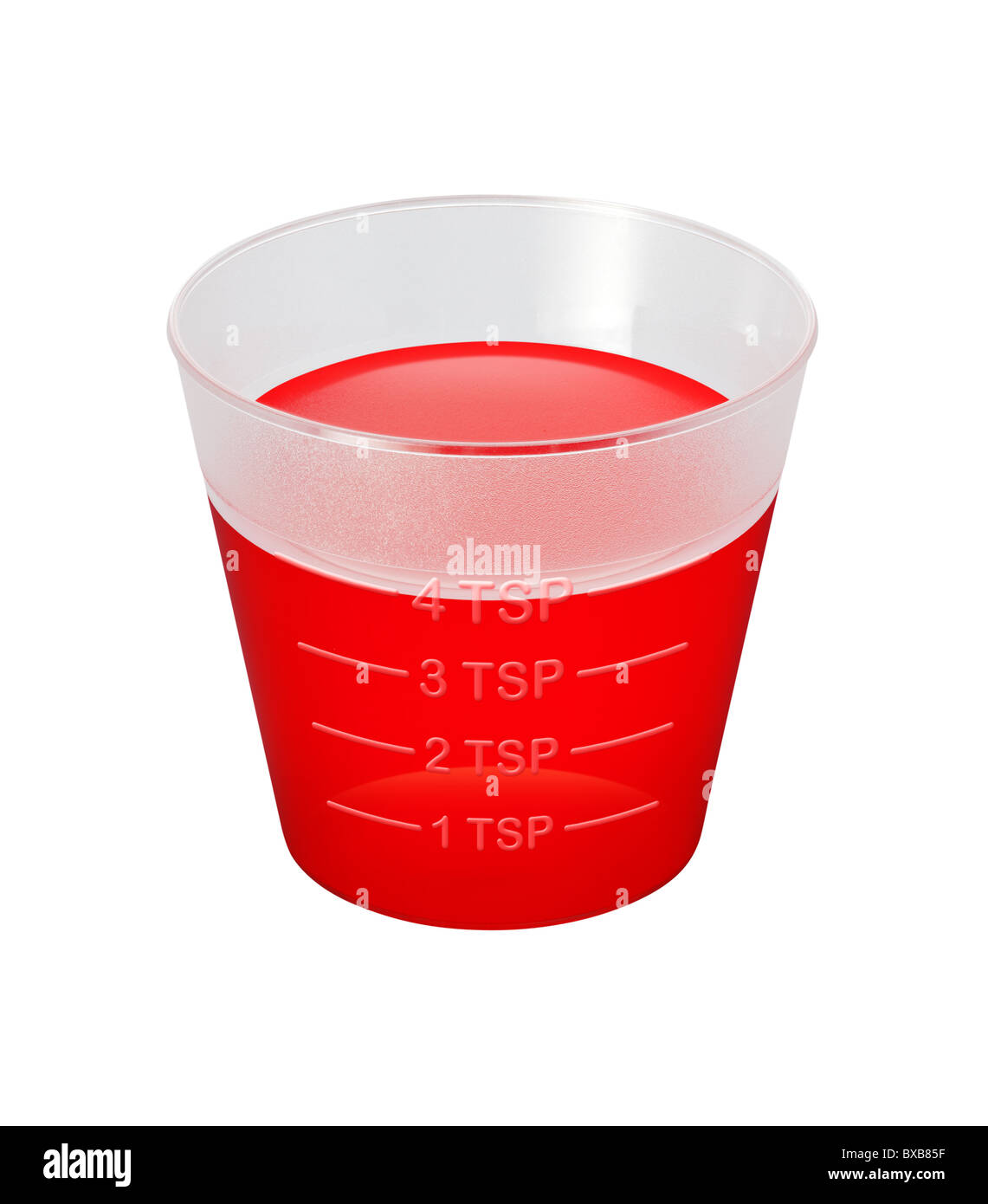 Cough Syrup Medicine Cup isolated over white background Stock Photo - Alamy