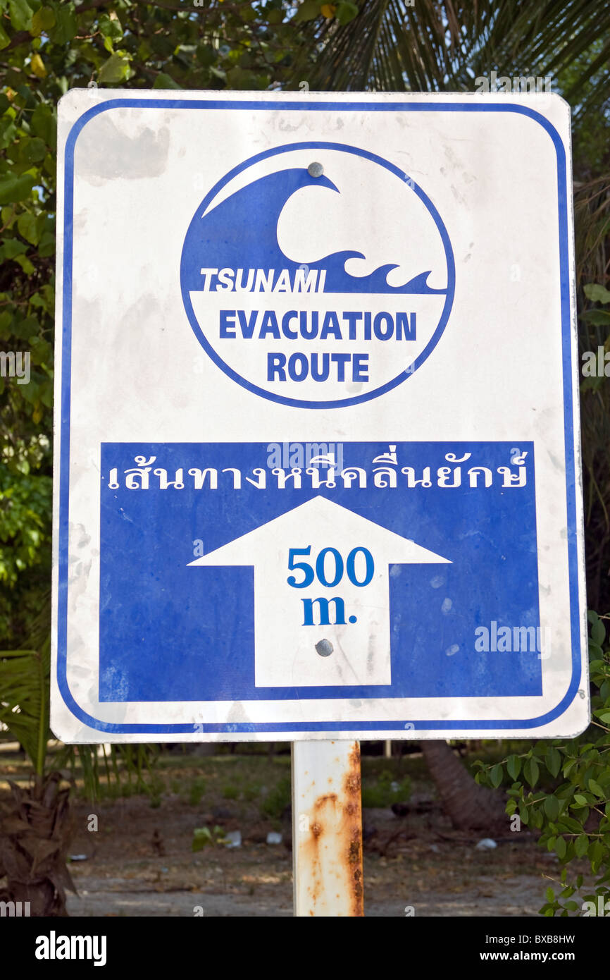 Warning sign Tsunami Stock Photo - Alamy