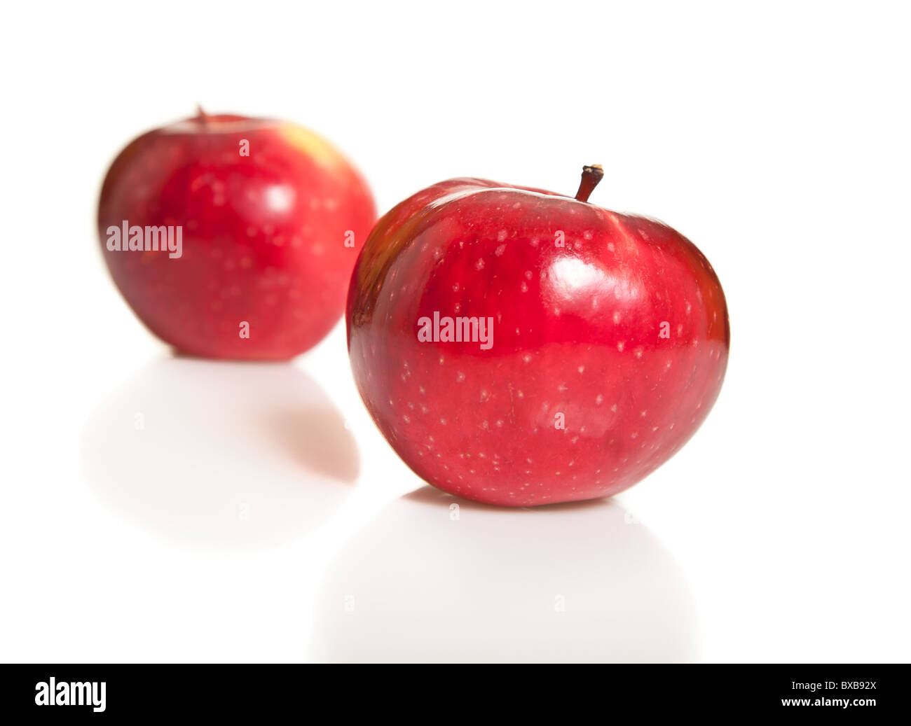 Fresh red juicy natural apples on white isolated background Stock Photo ...