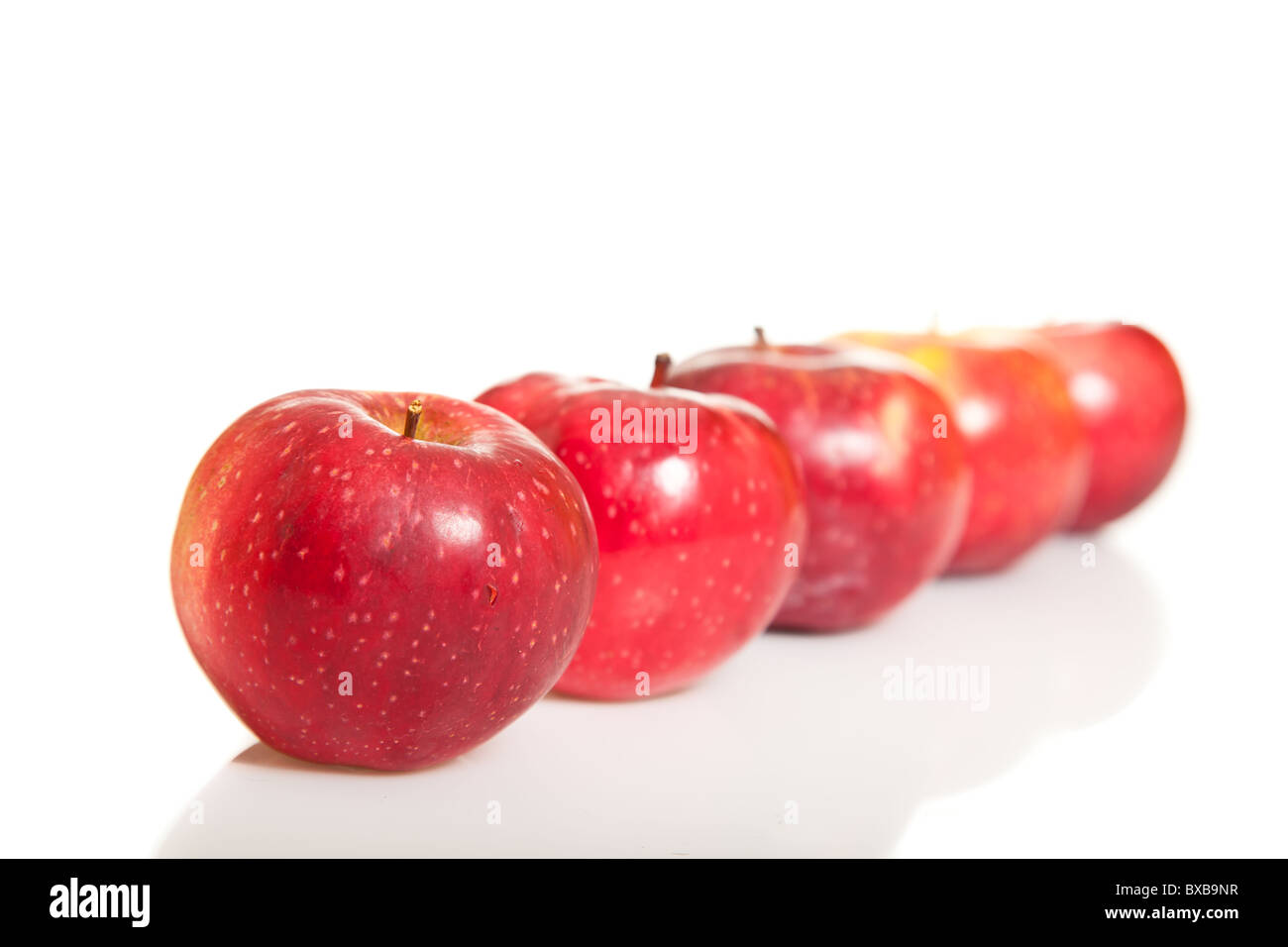 Fresh red juicy natural apples on white isolated background Stock Photo ...