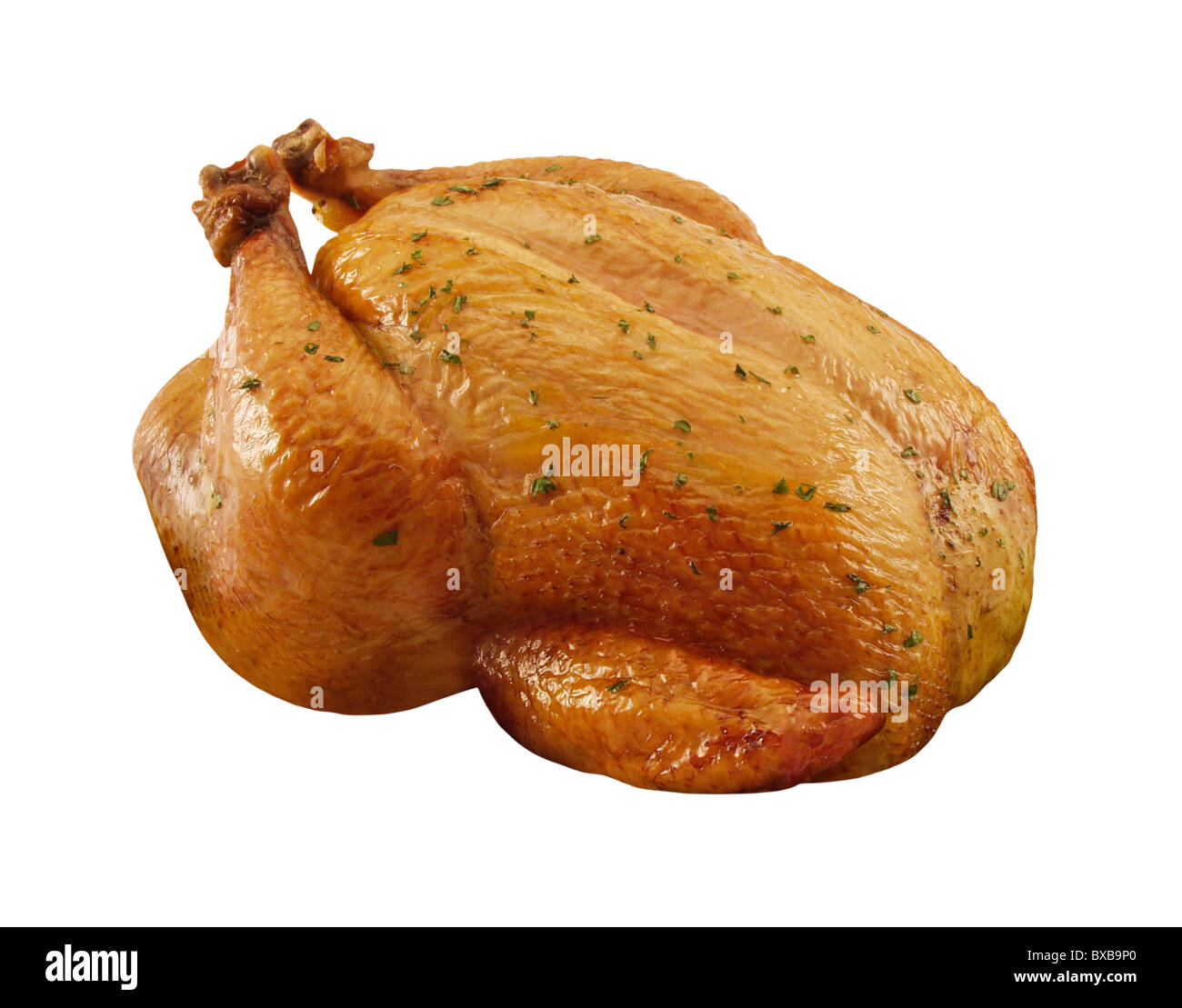 Roasted Chicken isolated on a white background Stock Photo - Alamy