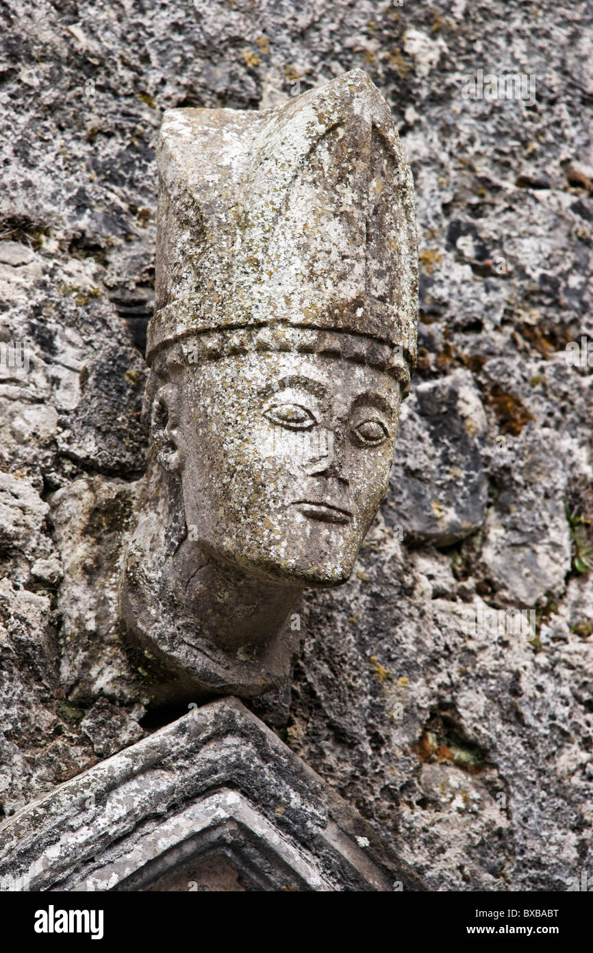 Carved Bishops head in Kilfenora Cathedral, the Burren, County Clare ... Carved Bishops head in Kilfenora Cathedral, the Burren, County Clare ...