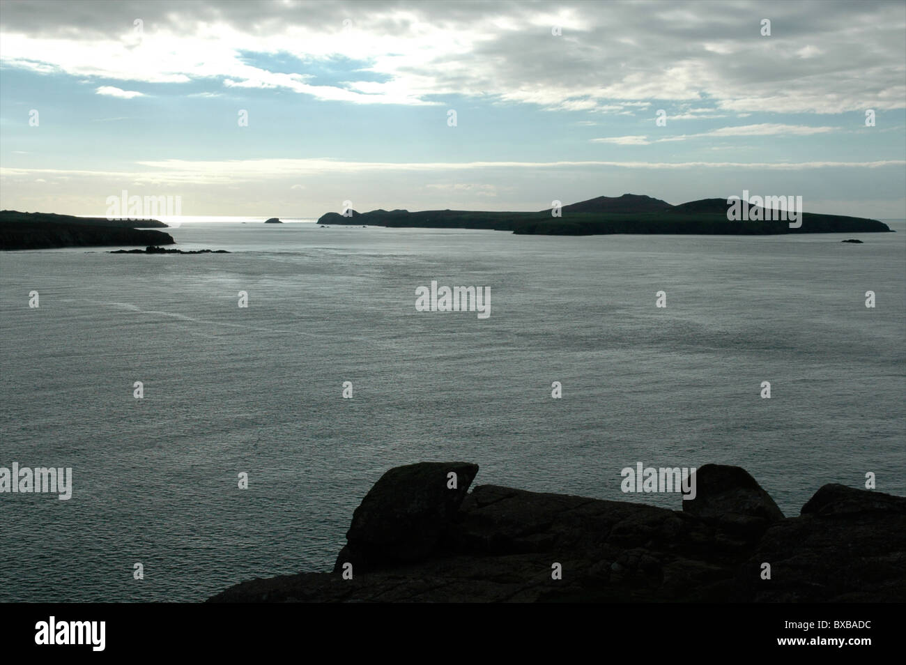 Ramsey Island and Sound from the Pembrokeshire mainland, Wales, UK ...
