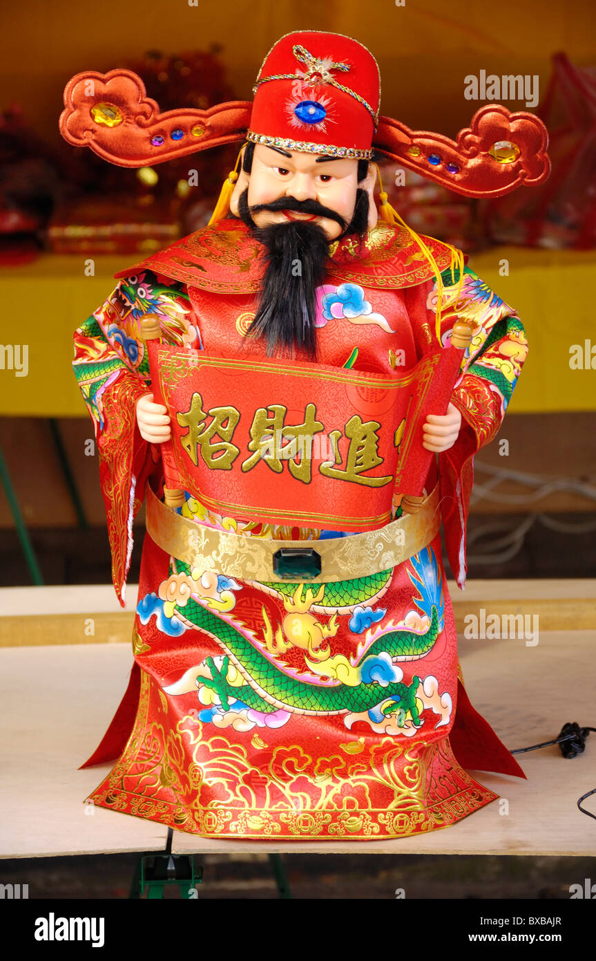 Figurine of Chinese God at a market stall, Dihua Street, Taipei, Taiwan ...