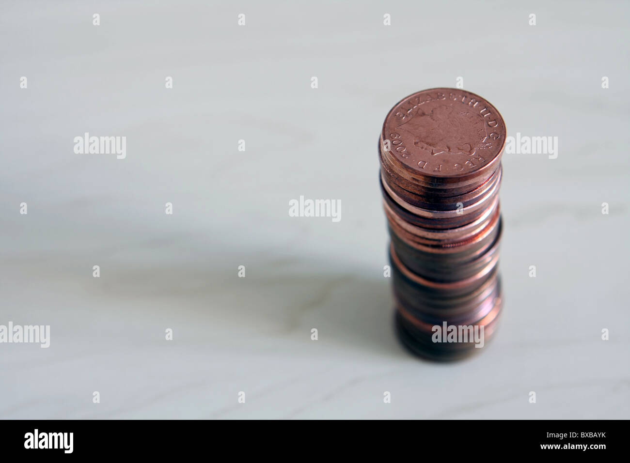 an aerial view of a stack of sterling 2p coins Stock Photo - Alamy