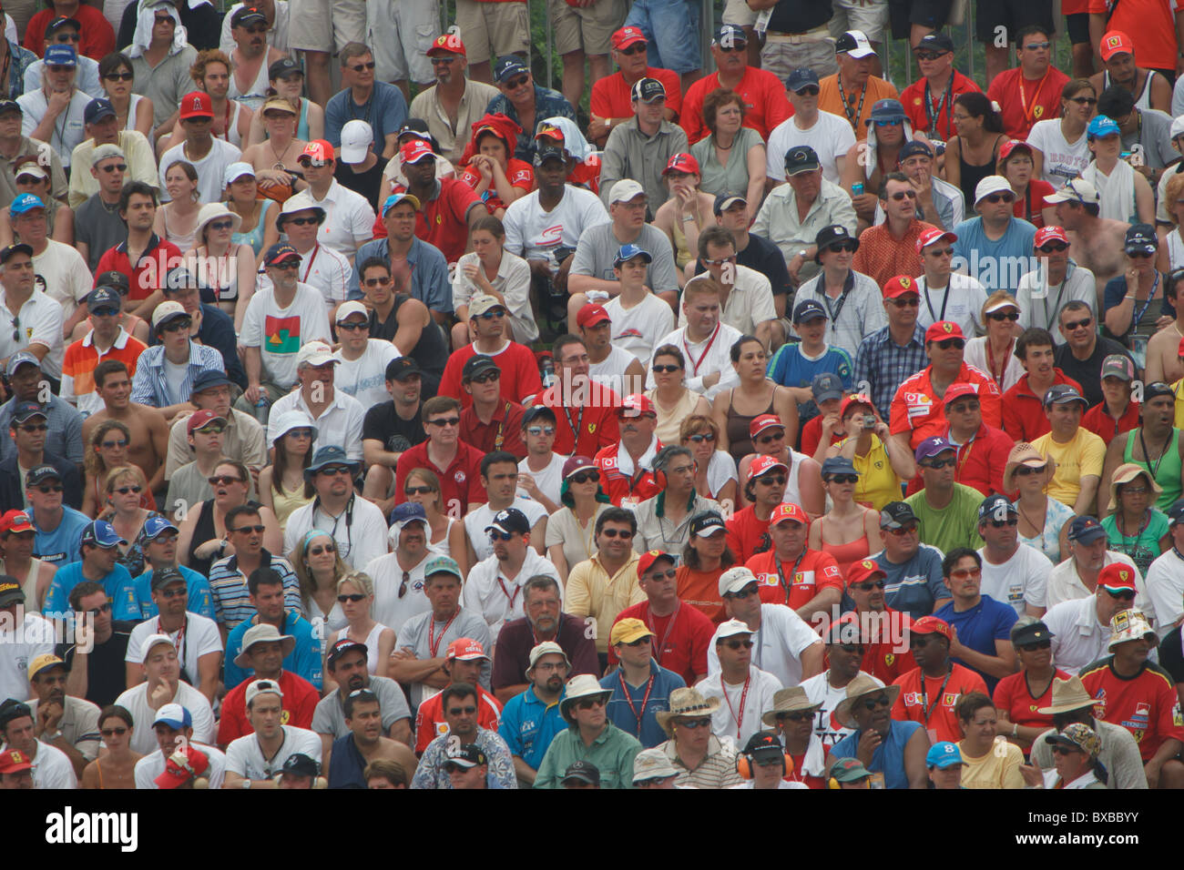 Race fans in a packed grandstand watch the Canadian F1 Grand Prix at ...