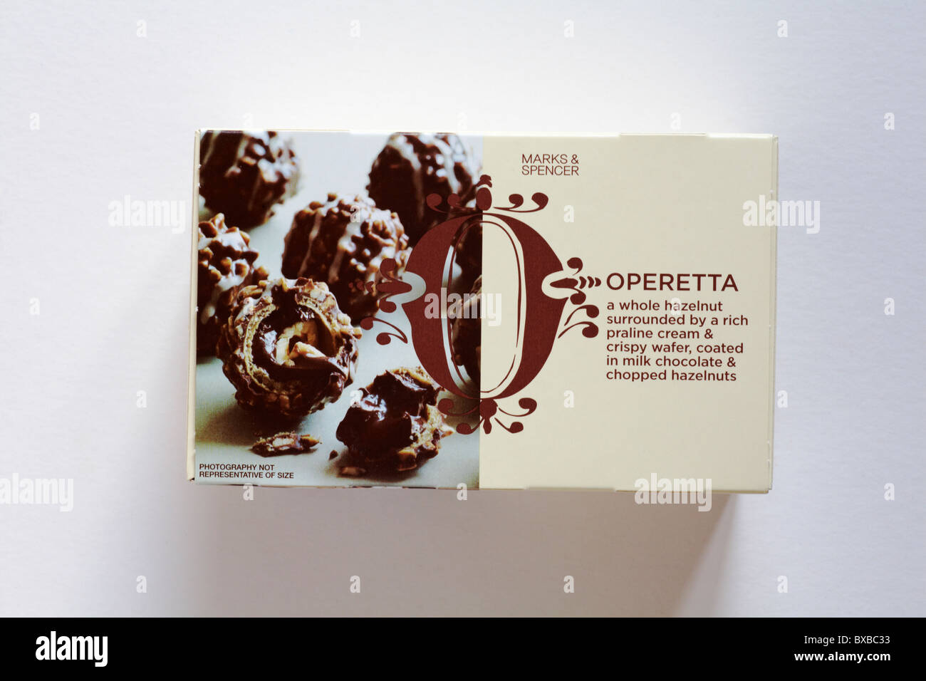 Box of Marks & Spencer Operetta chocolates isolated on white background ...