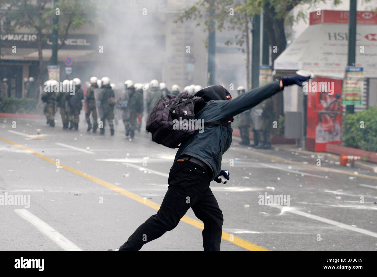 Protesters clash with the riot police, throw petrol bombs and stone ...