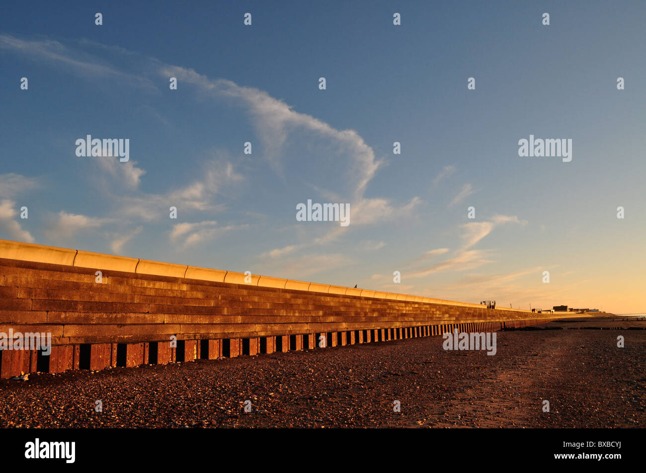 Hunstanton to Heacham promenade and beach at sundown Stock Photo - Alamy