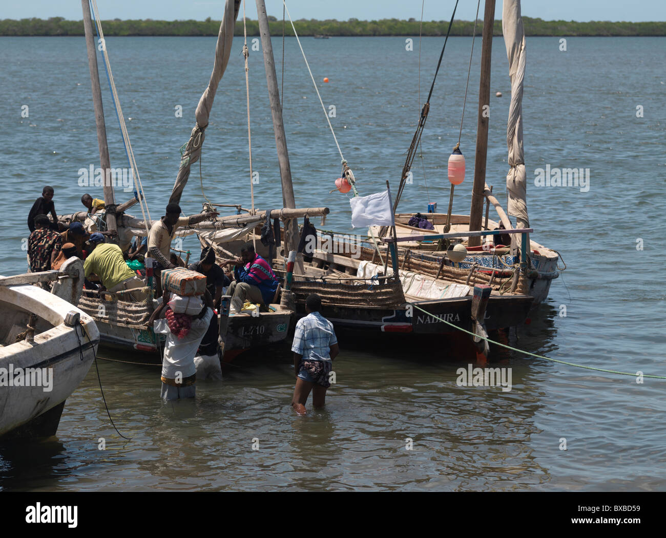 Fishing boats in Lamu Town, Africa Stock Photo - Alamy