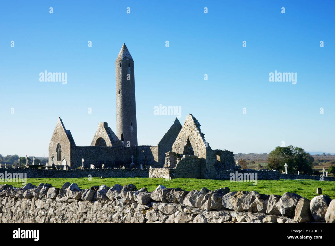 Kilmacduagh Monastery and Round Tower, The Burren, County Galway ...