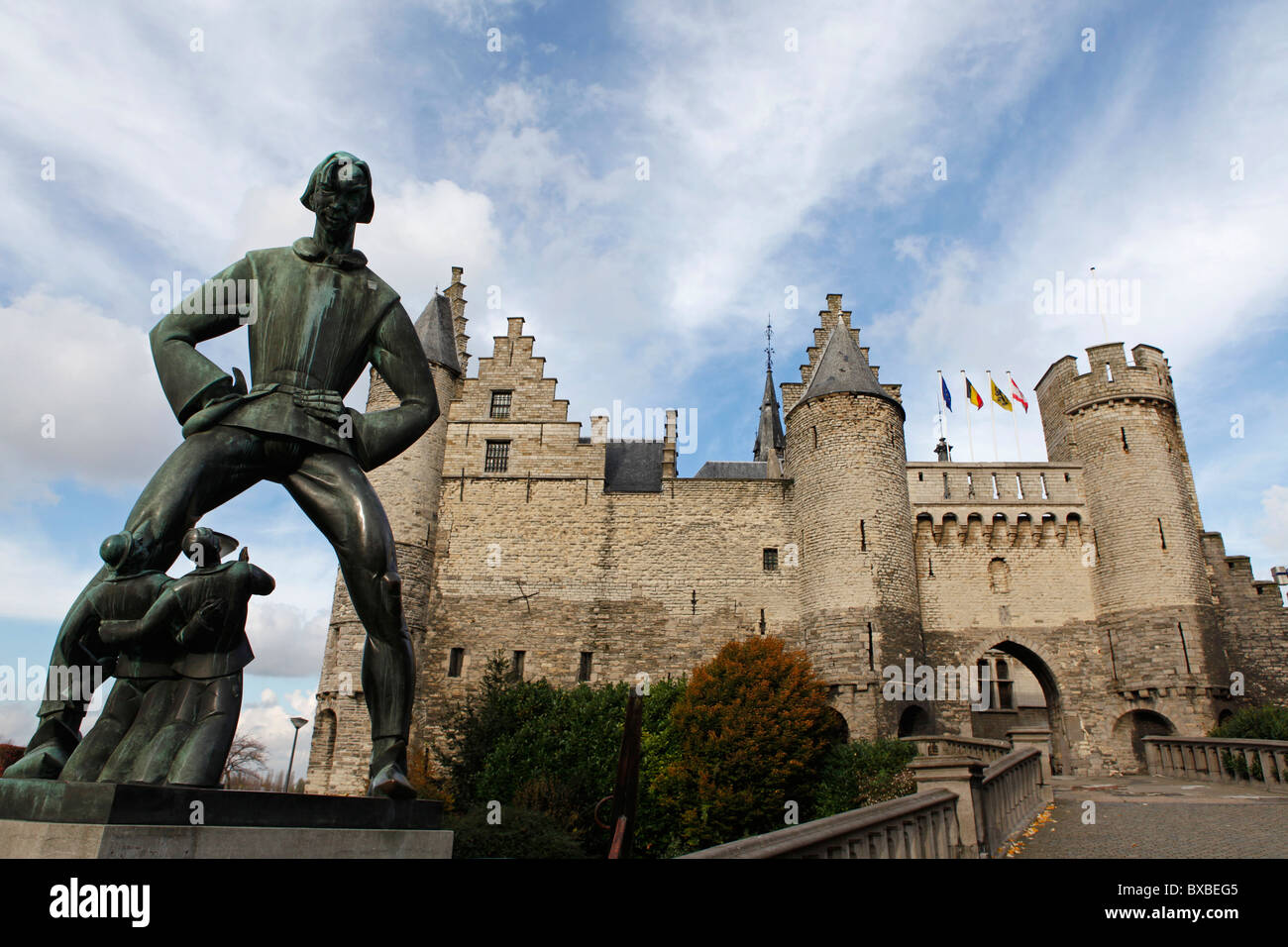 The giant Lange Wapper stands outside of Het Steen, also known as ...