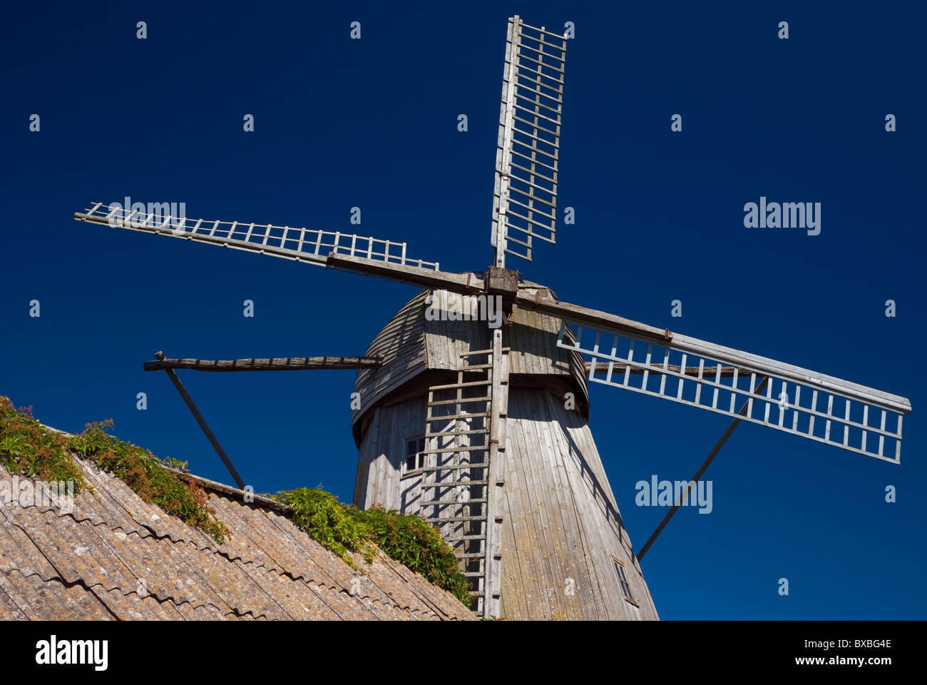 Windmill close-up at Angla hill on Estonian island of Saaremaa Stock ...