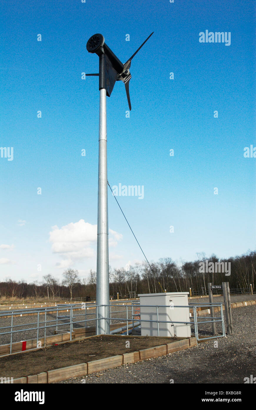 Wind turbine at woodland centre car park Stock Photo - Alamy