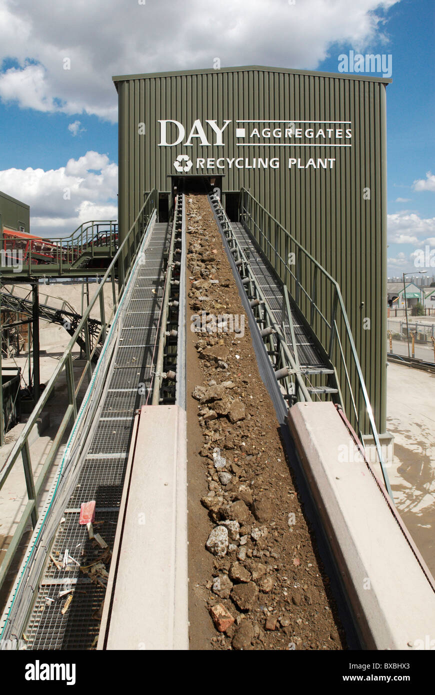 Conveyor belt moving rubble at Day Aggregates a construction materials ...