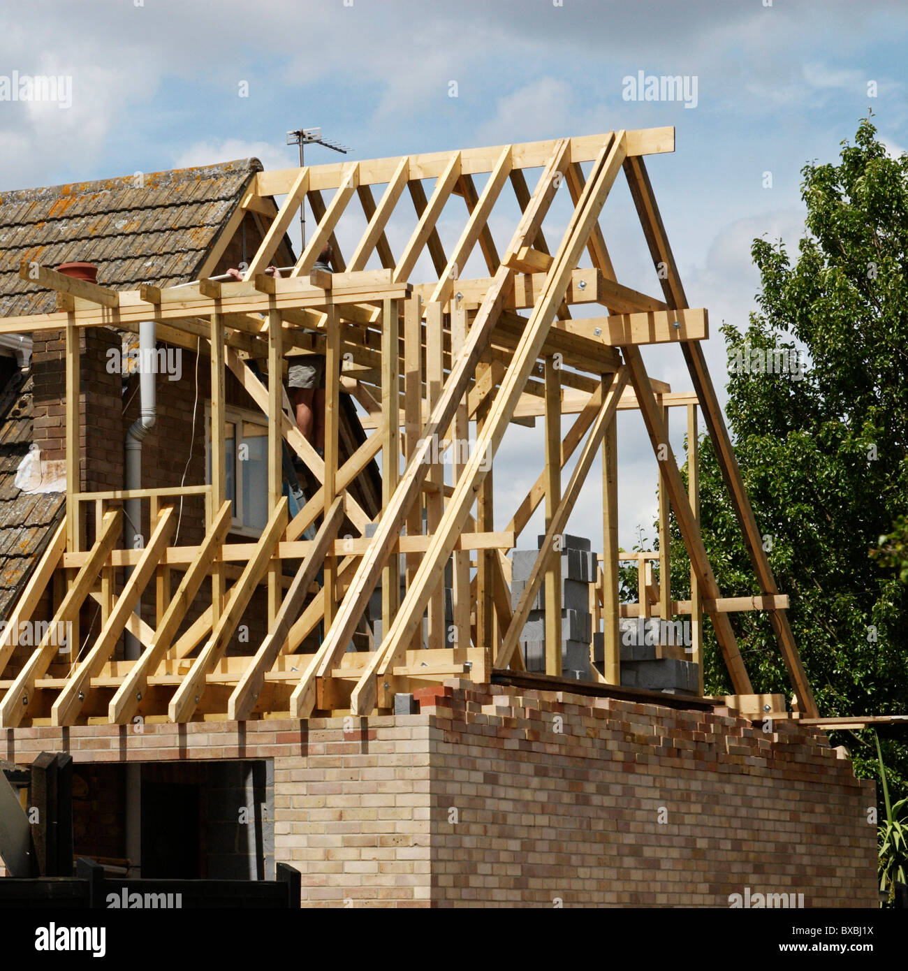 Roof trusses extension construction building hi-res stock photography ...