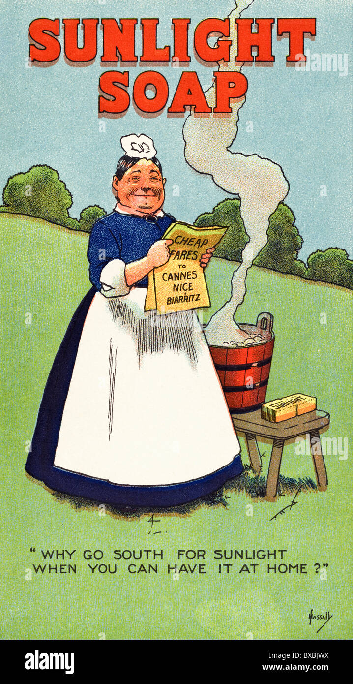 Edwardian colour advertisement circa 1905 for Sunlight Soap Stock Photo ...