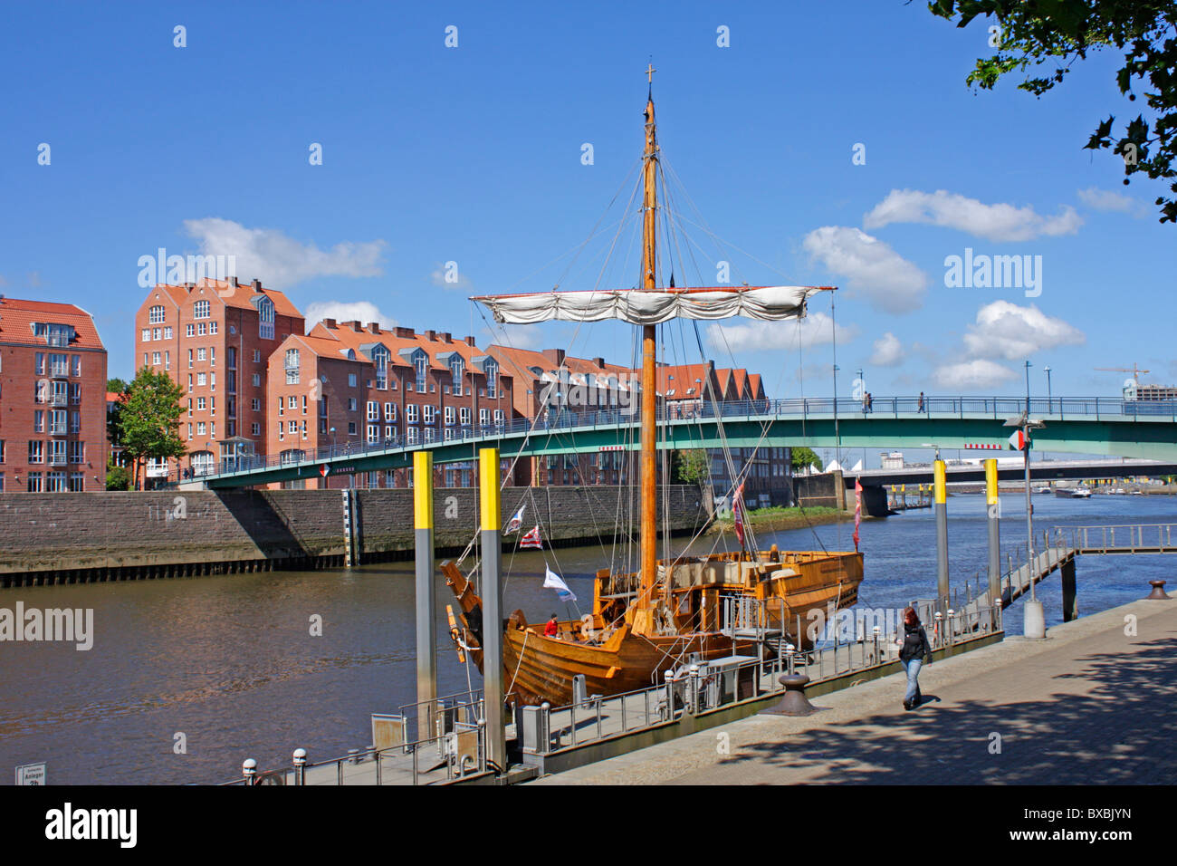 reproduction of a Hansa Cog at Schlachte, Bremen, Northern Germany ...