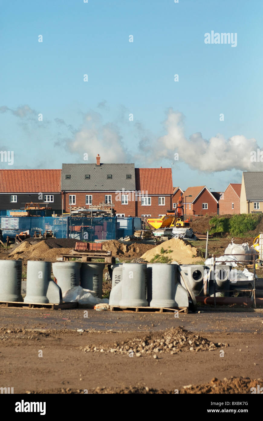 Construction storage site at a housing development Stowmarket Suffolk ...