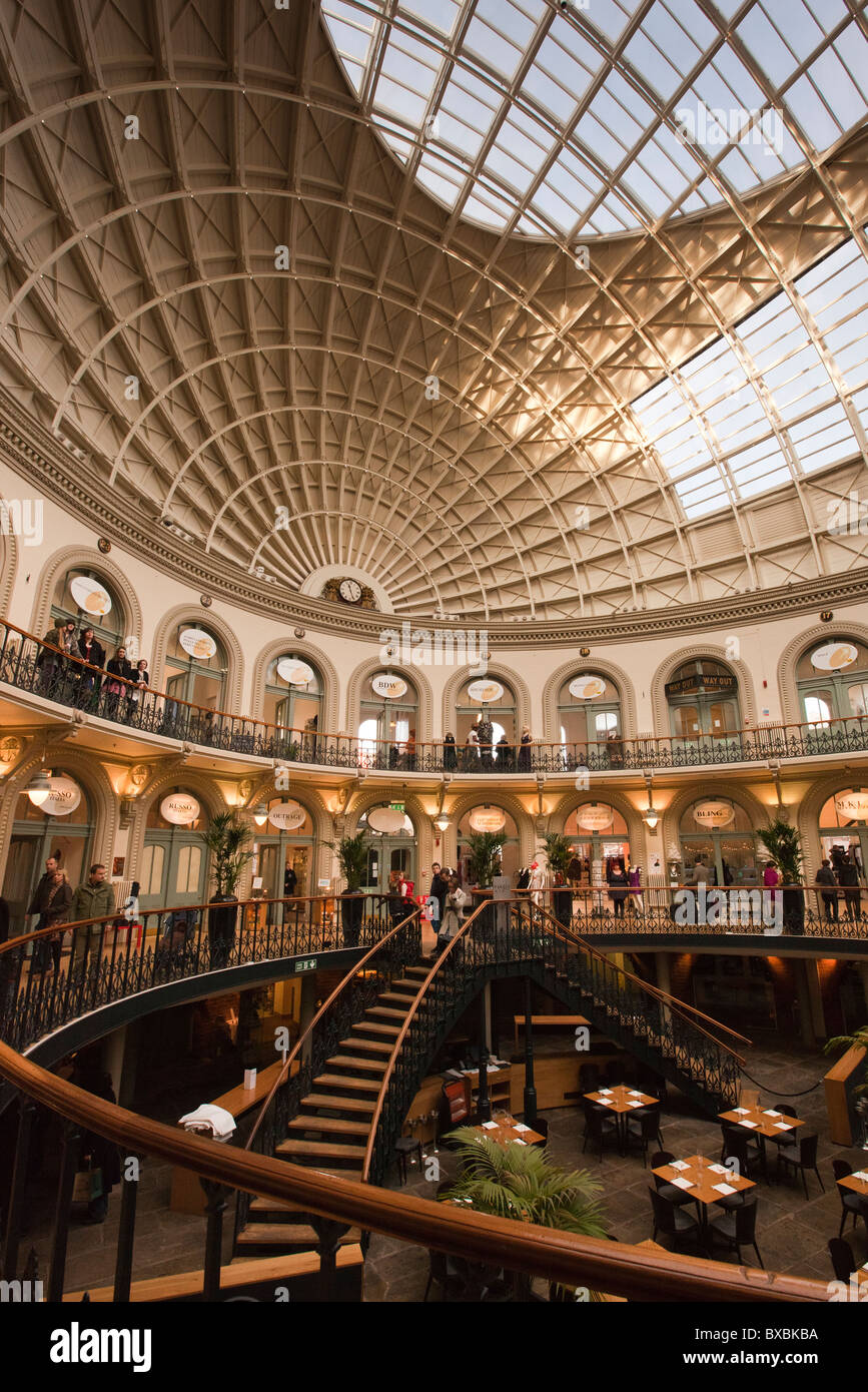 UK, England, Yorkshire, Leeds, Corn Exchange shopping centre interior ...
