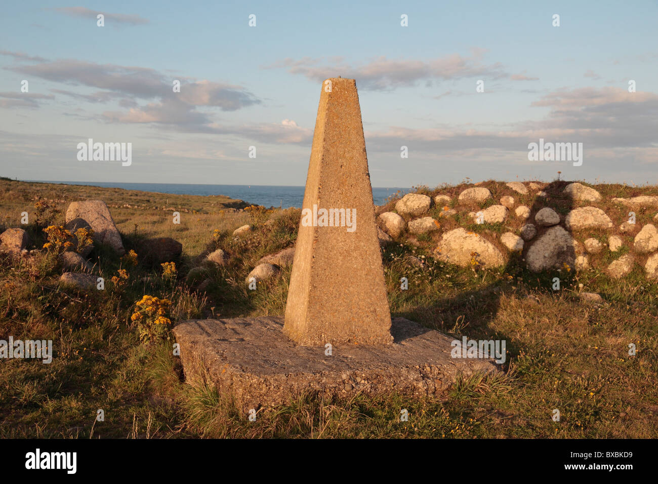 A concrete surveying point at the Carnsore Point windfarm, County ...