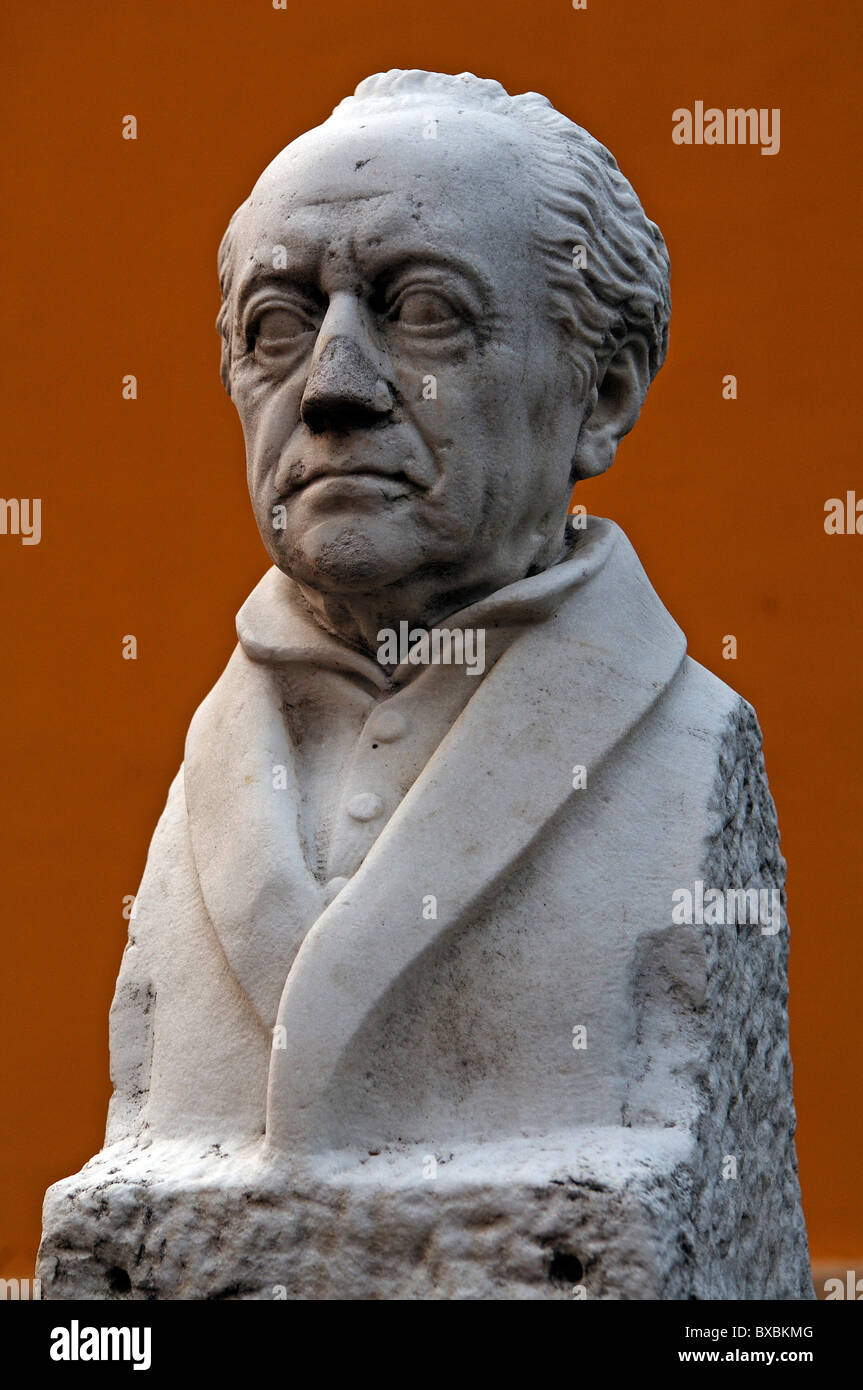 Goethe memorial in front of the Goethetheater theater, Goethe town Bad ...