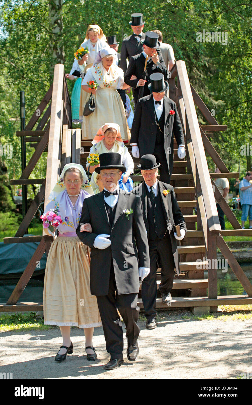 members of the local costume group Rubisko in Luebbenau acting a ...