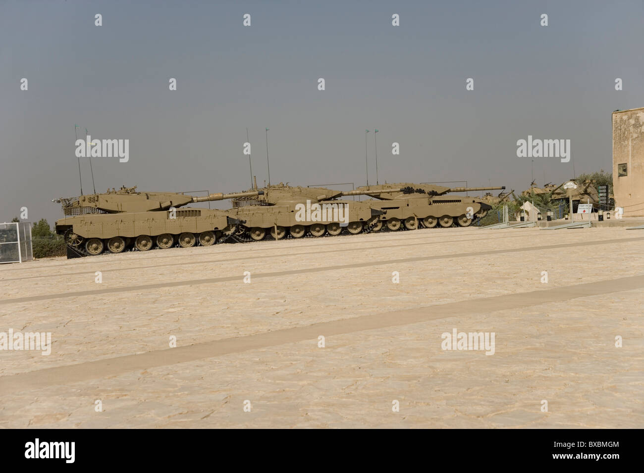 Three Merkava tanks at The Israeli Armored Corps Museum at Latrun ...