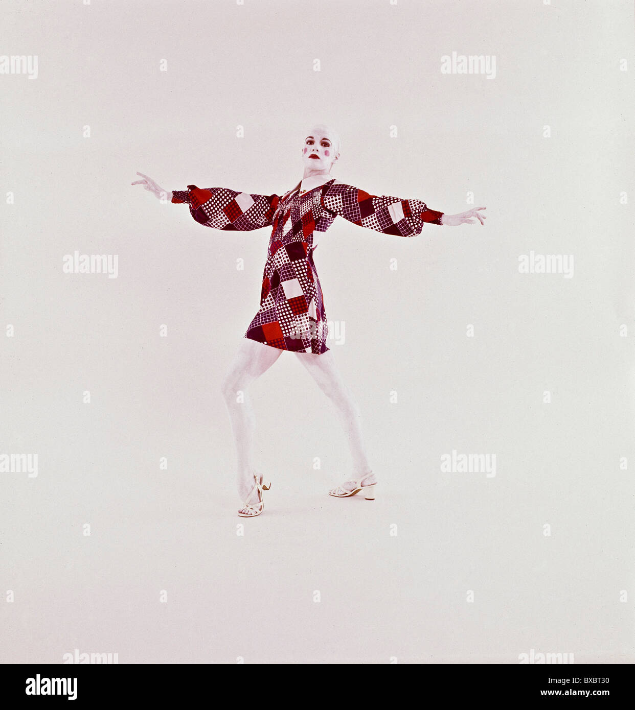 White face, faced female mime in abstract modern contemporary style ...