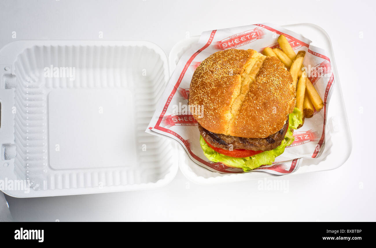 Fast food box hamburger and fries Stock Photo - Alamy