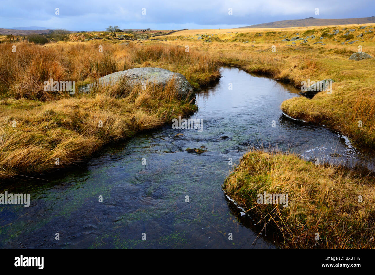 A tributary of the River Walkham in Dartmoor National Park near ...